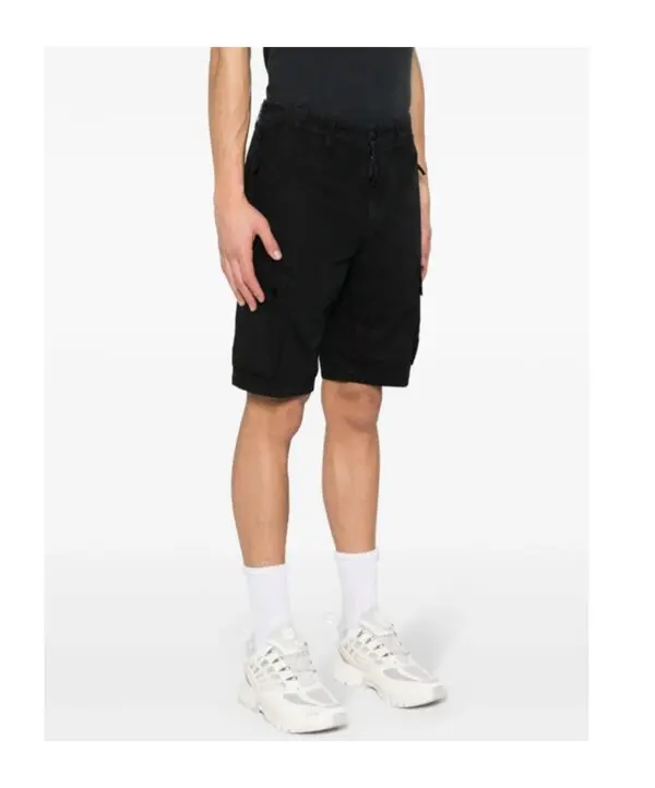 Stone Island Cargo Shorts With Detachable Compass Badge - Blue