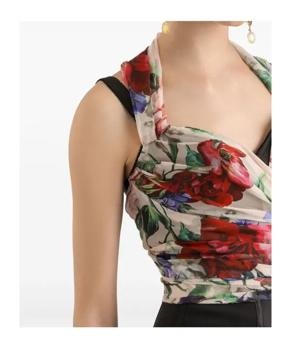 Dolce & Gabbana Floral Print Chiffon Corset Top
