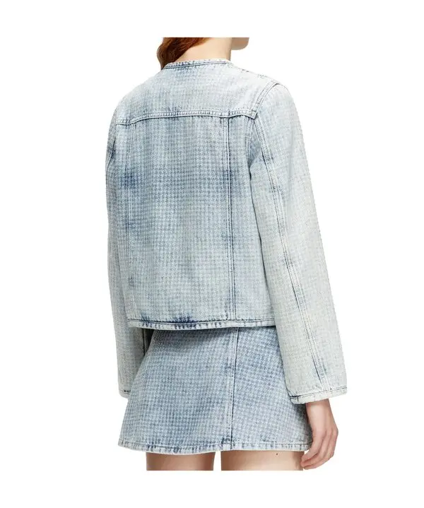 DIESEL® Houndstooth Embellished Denim Jacket - Light Blue