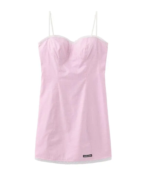 Marissa Chiara Spaghetti Strap Mini Dress With Lace Trim - Pink