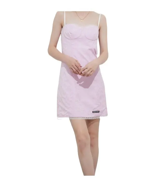 Marissa Chiara Spaghetti Strap Mini Dress With Lace Trim