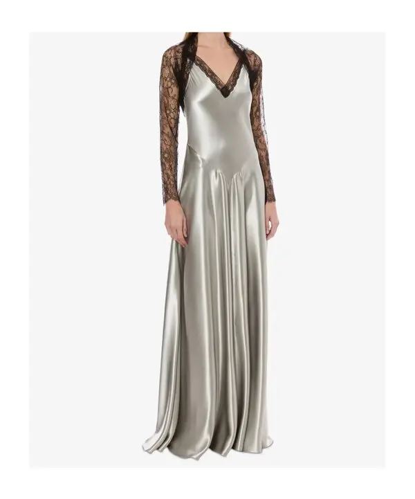 Alberta Ferretti Lace-sleeved Maxi Dress