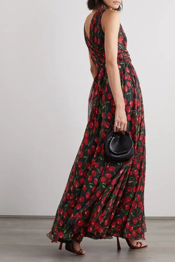 Dolce & Gabbana Cherry-print V-neck Maxi Dress