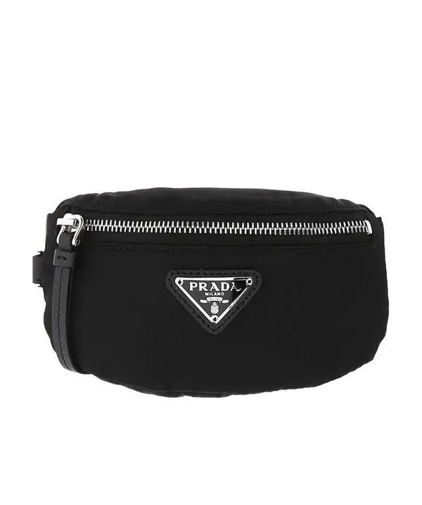 Prada Logo Plaque Mini Pouch - Black
