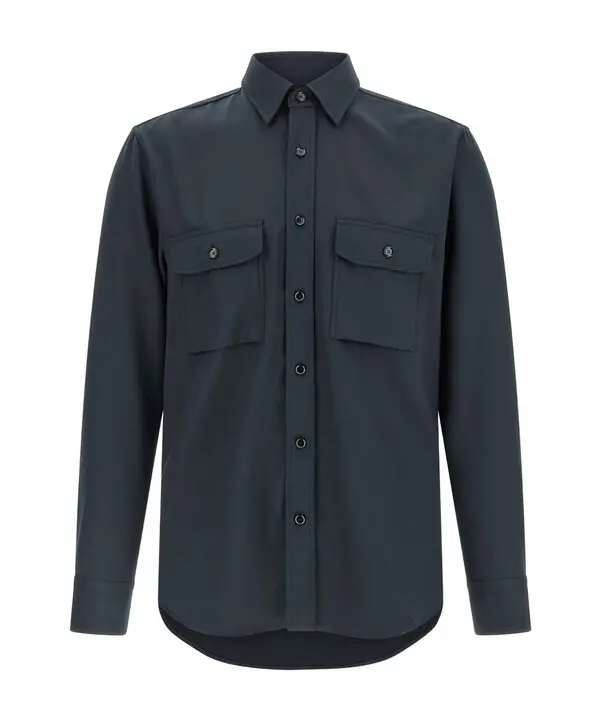 Brioni Military Patch-pocket Shirt - Blue
