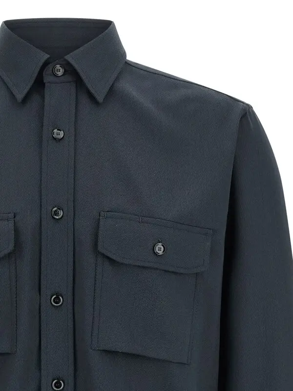 Brioni Military Patch-pocket Shirt - Blue