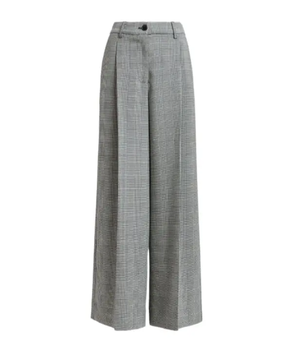 Essentiel Antwerp Checkered Wide-leg Trousers