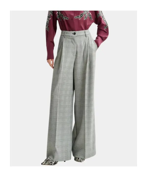Essentiel Antwerp Checkered Wide-leg Trousers