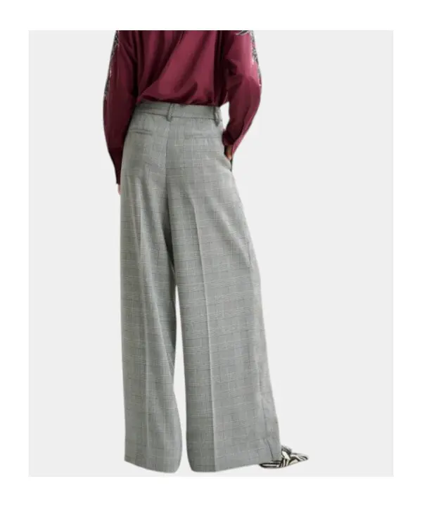 Essentiel Antwerp Checkered Wide-leg Trousers