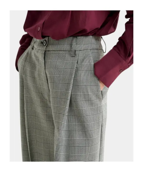 Essentiel Antwerp Checkered Wide-leg Trousers