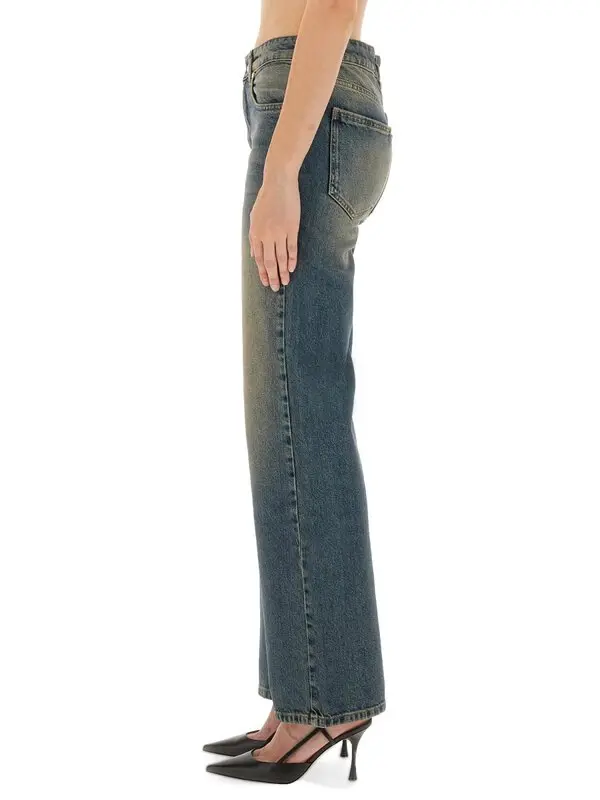 Moschino Patch Flared Leg Jeans - Gray