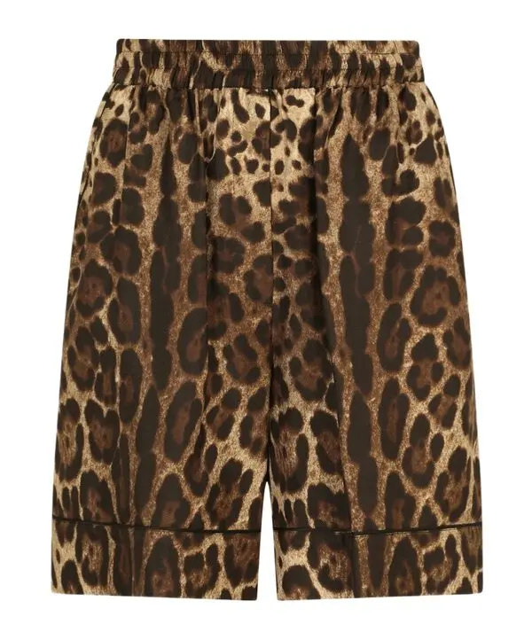 Dolce & Gabbana Leopard Print High-waisted Shorts - Black