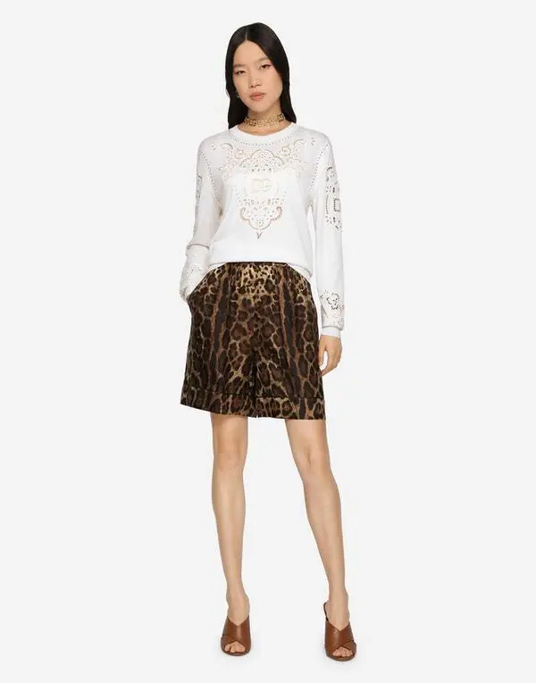 Dolce & Gabbana Leopard Print High-waisted Shorts - Black