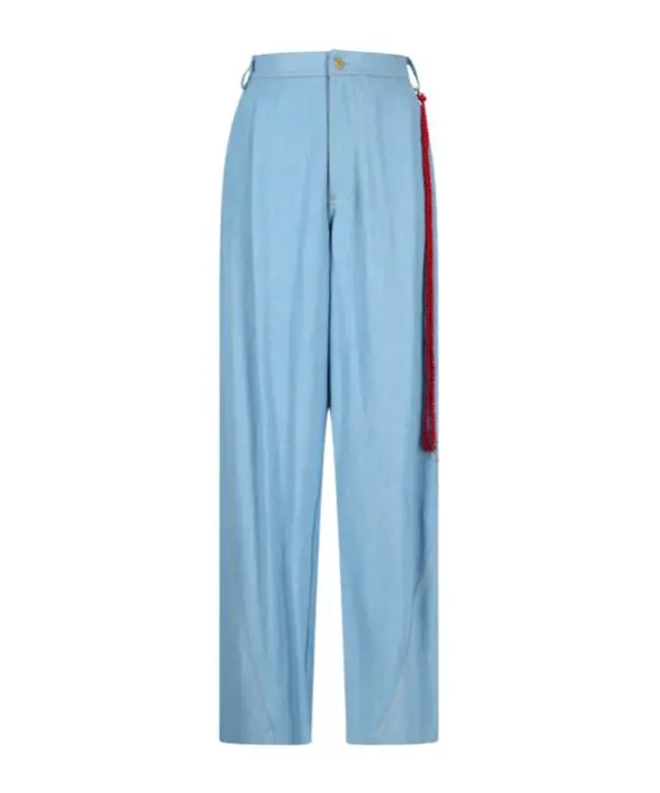 DARKPARK Phebe Wide-leg Trousers With Beaded Detail - Blue