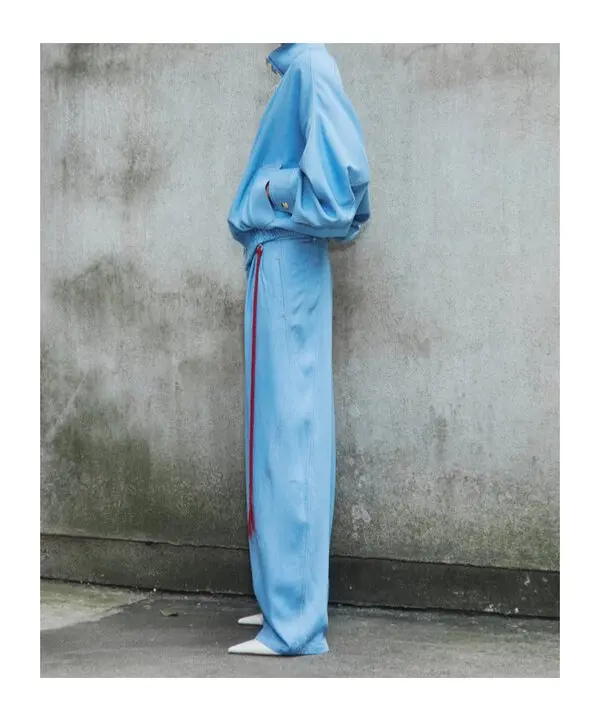 DARKPARK Phebe Wide-leg Trousers With Beaded Detail - Blue