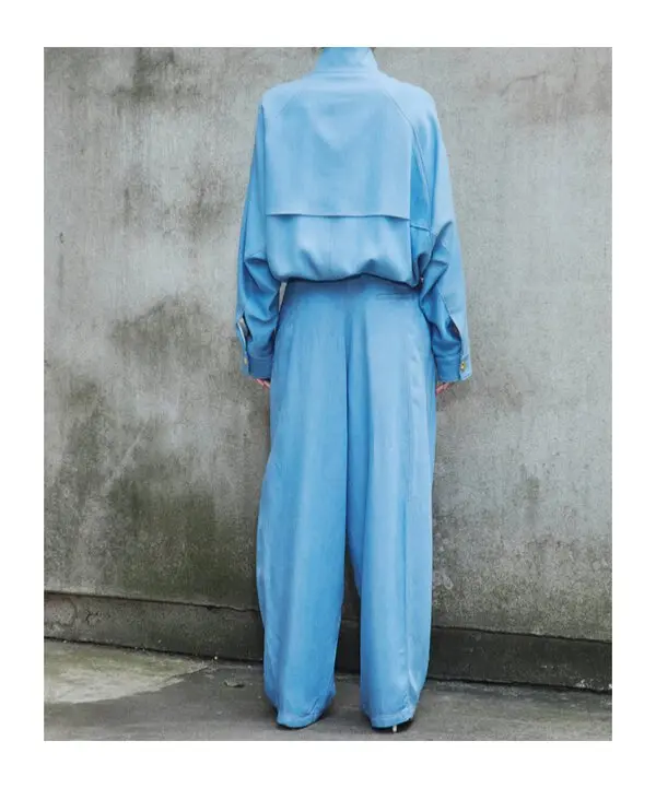 DARKPARK Phebe Wide-leg Trousers With Beaded Detail - Blue
