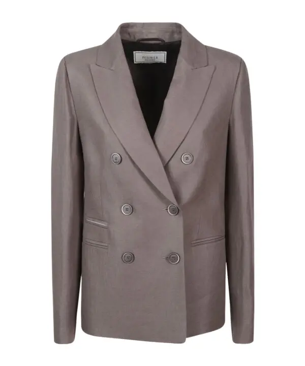 Peserico Double-breasted Tailored Jacket - Gray