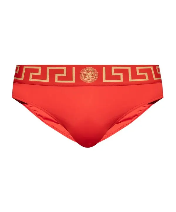 Versace Greca Waistband Swim Briefs - Red