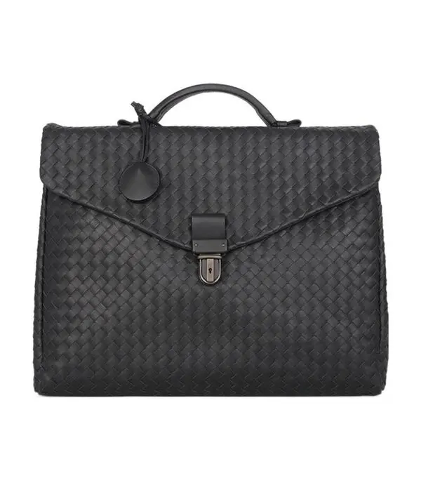 Bottega Veneta Woven Briefcase - Black
