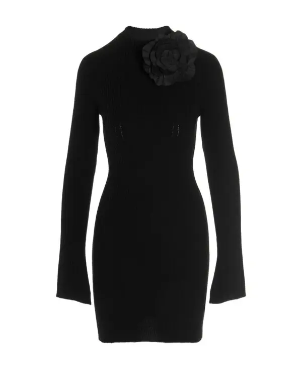 Blumarine Wool Dress With Movable Flower Detail