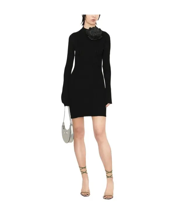 Blumarine Wool Dress With Movable Flower Detail