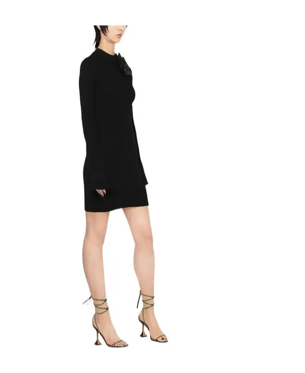 Blumarine Wool Dress With Movable Flower Detail