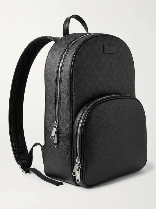 Gucci Monogrammed Panelled Backpack - Black