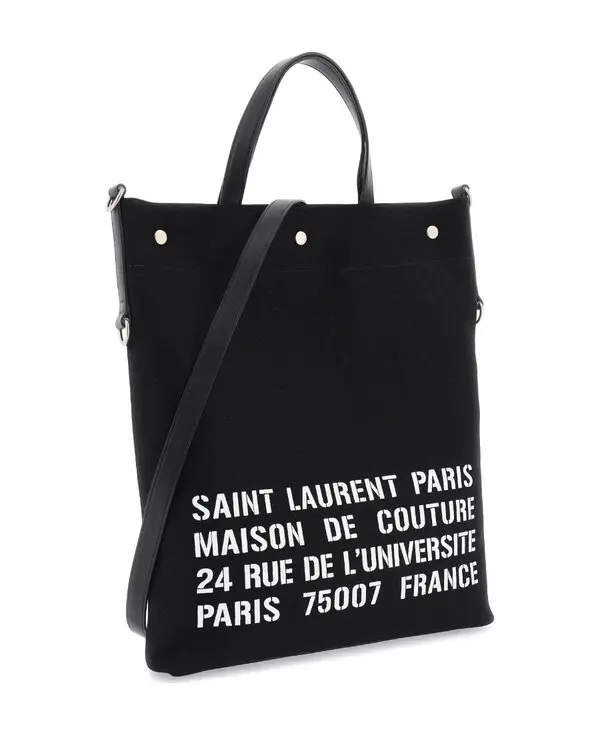 Saint Laurent Printed Logo Shoulder Bag - Black