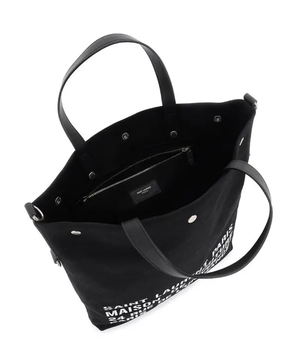 Saint Laurent Printed Logo Shoulder Bag - Black