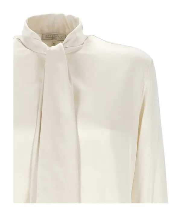 Antonelli Firenze Tie-neck Silk-blend Blouse - White