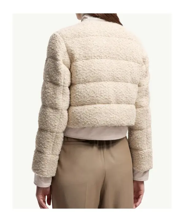 Moncler Blandy Bouclé Short Down Jacket - Light Beige
