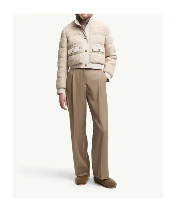 Moncler Blandy Bouclé Short Down Jacket - Light Beige