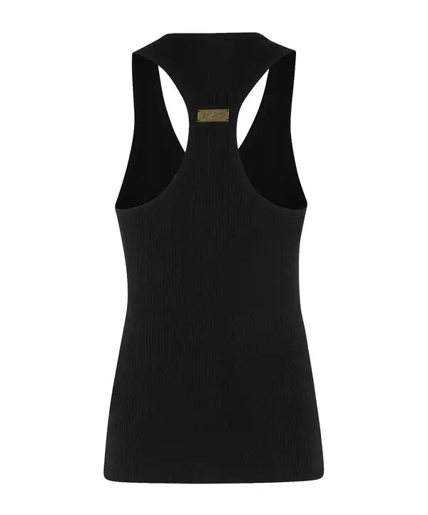 Elisabetta Franchi Micro-braided Knit Top With Button Detail
