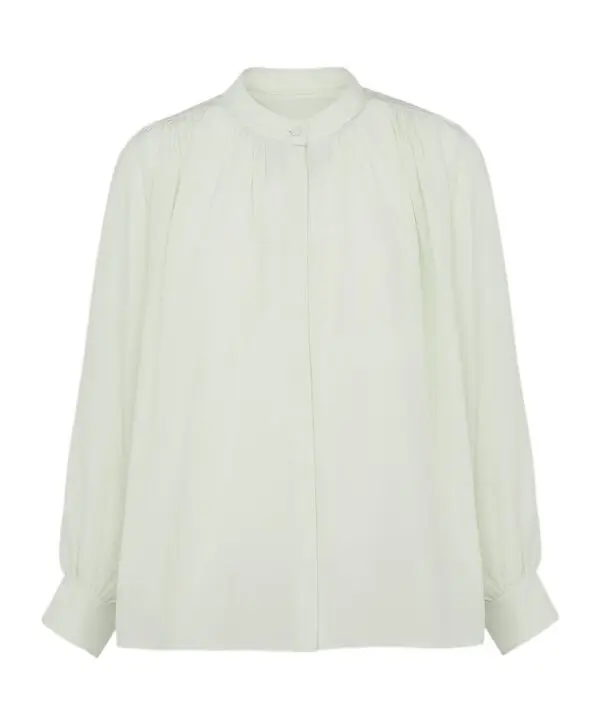YVES SALOMON Pleated Silk Shirt - Light Green