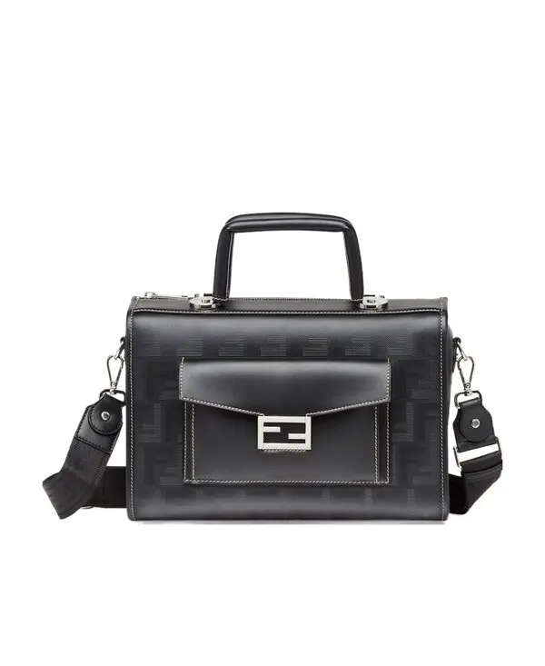 Fendi Soft Trunk Logo Handbag - Black