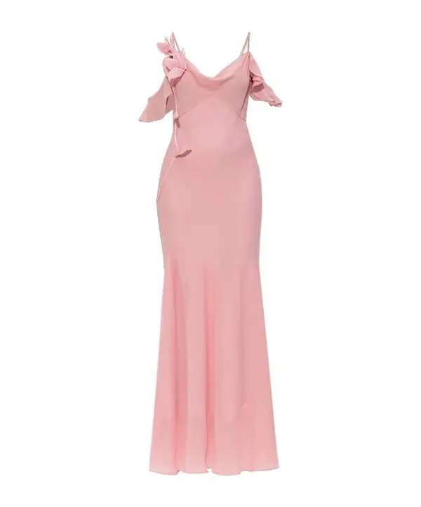 SELF-PORTRAIT Georgette Maxi Dress With Floral Appliqués