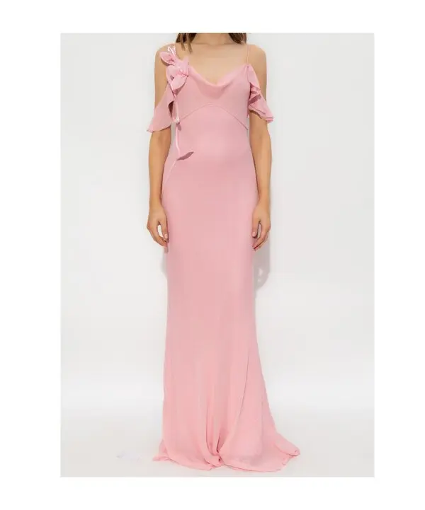 SELF-PORTRAIT Georgette Maxi Dress With Floral Appliqués