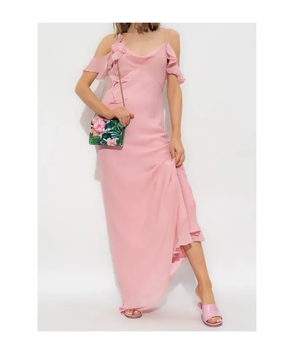SELF-PORTRAIT Georgette Maxi Dress With Floral Appliqués