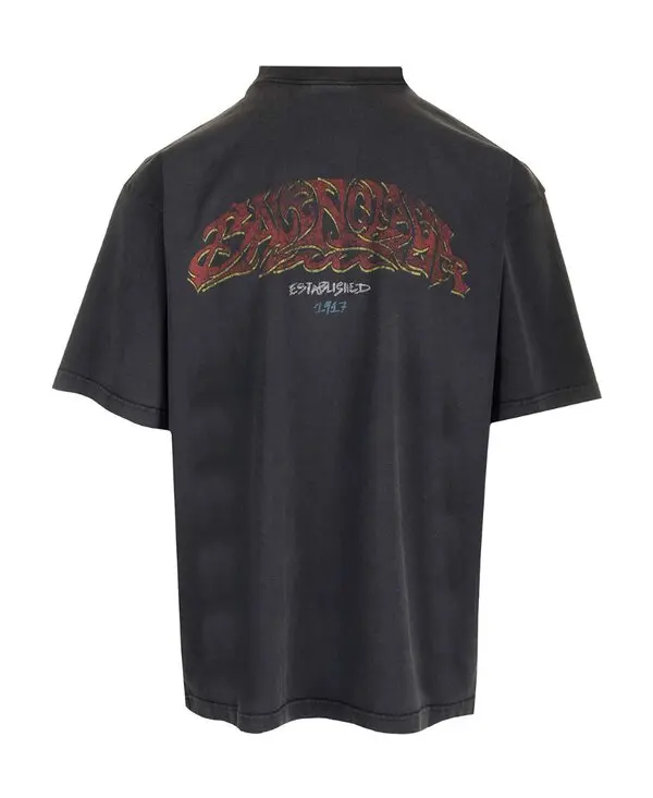 Balenciaga Logo Printed Vintage Crewneck T-shirt