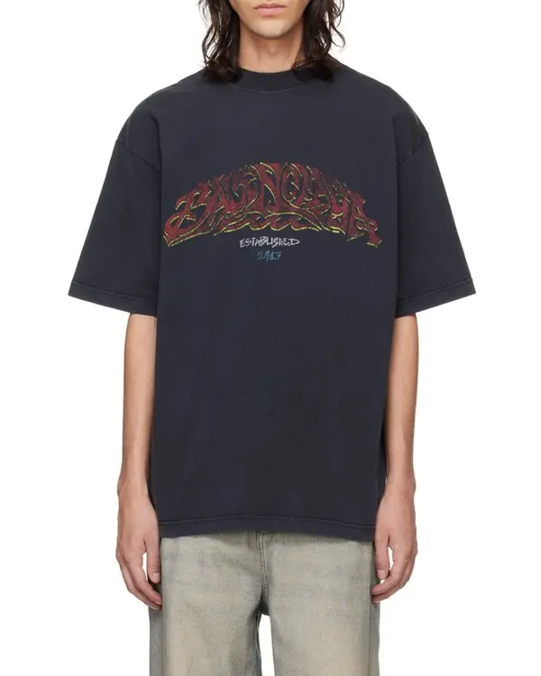 Balenciaga Logo Printed Vintage Crewneck T-shirt