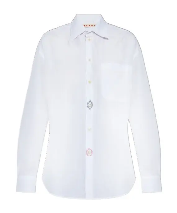 Marni Embroidered Detail Cotton Shirt - White