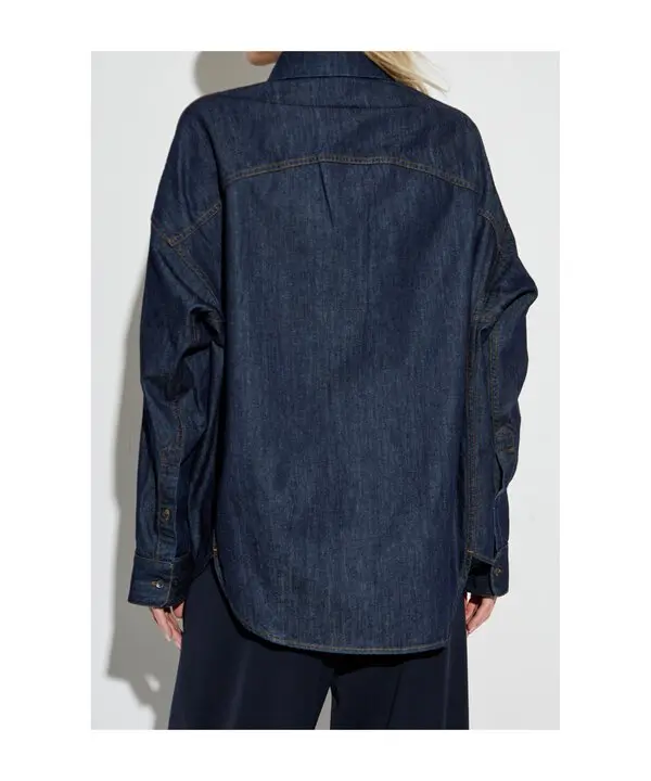 Dries Van Noten Long-sleeved Denim Shirt - Navy Blue