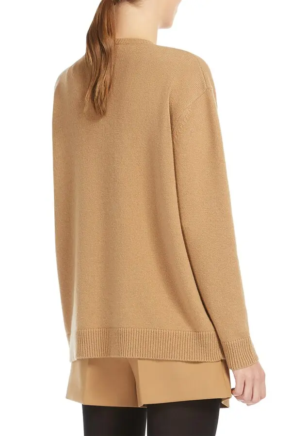 Max Mara Crewneck Jumper With Embellished Logo