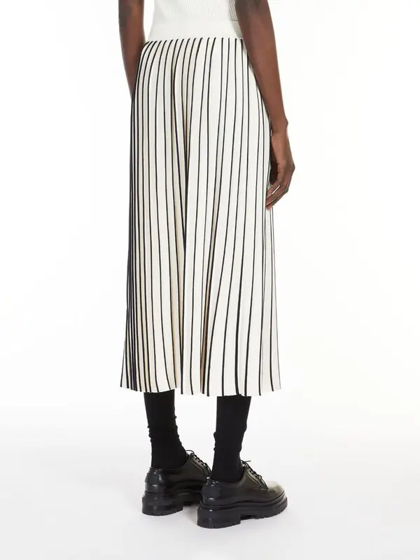 Max Mara Pleated Midi Skirt With Vertical Stripes