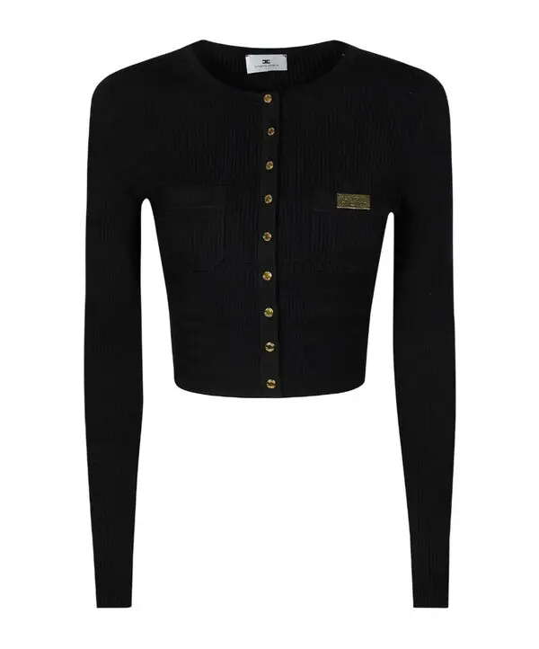 Elisabetta Franchi Micro-braided Knit Cardigan - Black