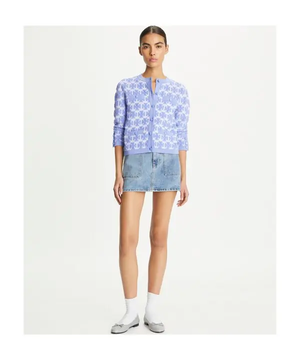 Tory Burch Double T-monogram Knitted Cardigan - Blue