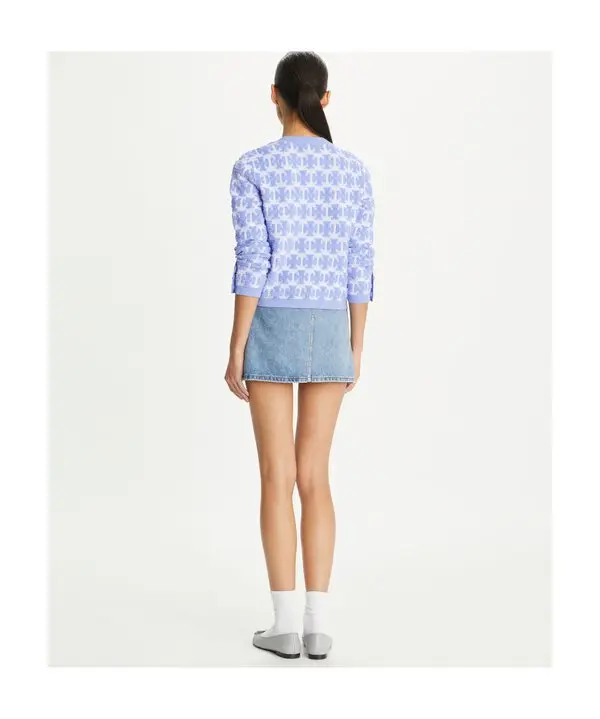 Tory Burch Double T-monogram Knitted Cardigan - Blue