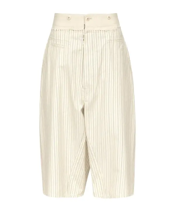 MAISON MARGIELA Pinstriped High-waisted Shorts - Beige