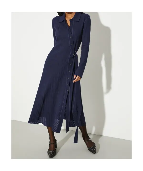 MAXCO. Max&co. Ribbed Belted Shirt Dress