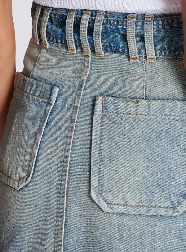 Balmain Denim Skirt With Pockets